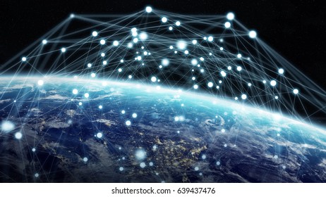 Global Network Datas Exchanges Over Planet Stock Illustration 639437476 ...