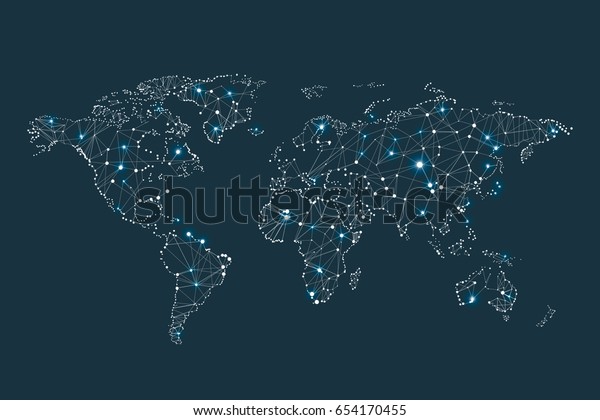 Global Network Map Design Illustration On Stock Illustration 654170455