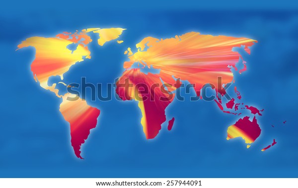 Global Warming On World Map Illustration Stock Illustration 257944091 ...