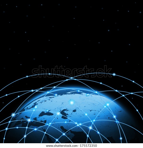 Globe Communication Black Background Concept Communication Stock ...