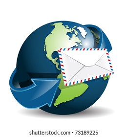 Blue Globe Email On White Background Stock Vector (Royalty Free ...