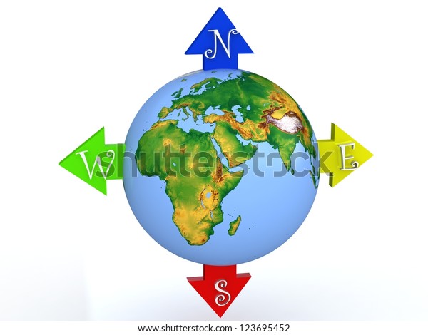 Globe Four Cardinal Directions Elements This Stock Illustration 123695452