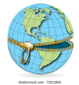 Globe On Lock Stock Vector (Royalty Free) 53579140