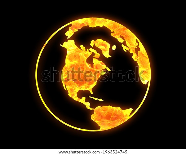 Globe World Map Fires Flames Icon Stock Illustration 1963524745 ...