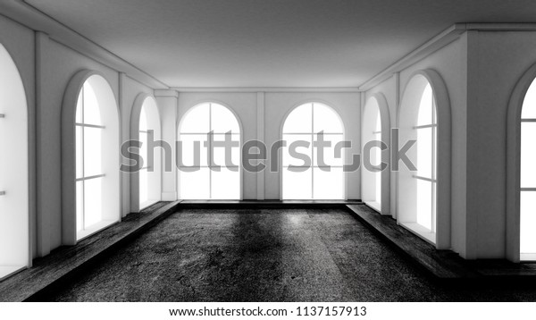 Gloomy Empty Interior Stone Floor 3d Stock Illustration 1137157913 ...