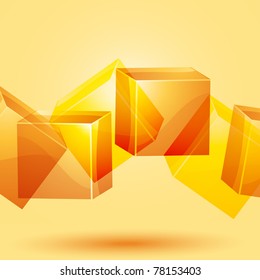 3d Orange Cubes On Orange Background Stock Vector (Royalty Free) 77702062