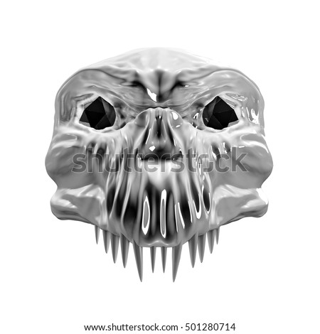 Glossy Skull Fangs 3 D Render Isolated Stock Illustration 501280714 ...