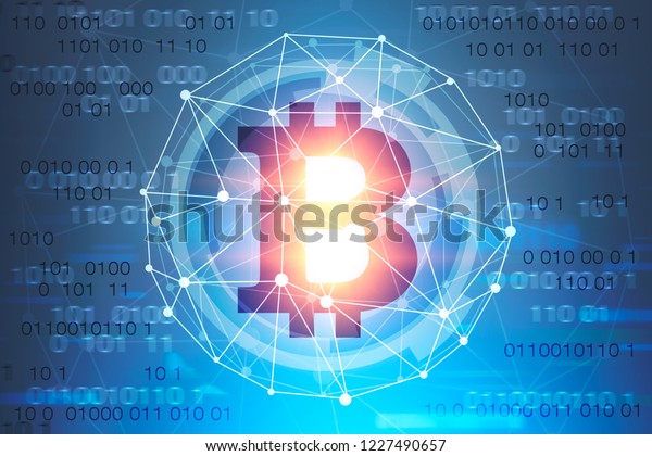 Glowing Bitcoin Interface Inside Hud Lines 스톡 일러스트 1227490657