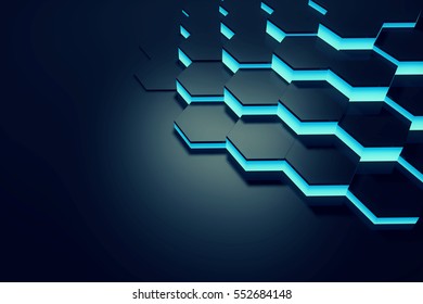 Glowing Blue Hexagon Pattern Background 3d 스톡 일러스트 552684148 | Shutterstock