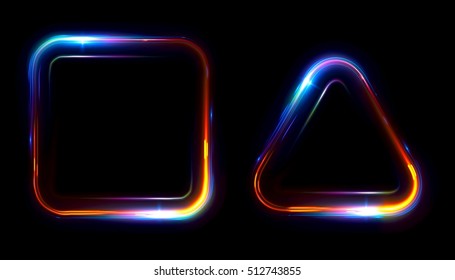 Realistic Set Neon Frames Different Geometric Stock Vector (Royalty ...