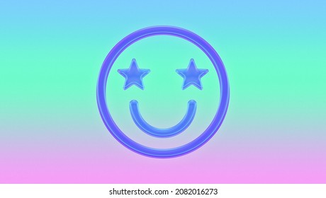 Glowing Gradient Smiley Face Star Eyes Stock Illustration 2082016273 ...