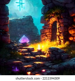 Glowing Objects Line Path Magical Runes Stock Illustration 2211594309 ...