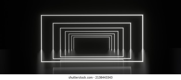 Glowing Rectangular Tunnel On Black Space Stock Illustration 2138443343 ...