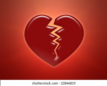 Glowing Red Broken Heart Split Into Stock Illustration 22846819 ...