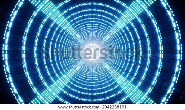 Glowing Sci Fi Technology Portal Tunnel Stock Illustration 2042238191 ...