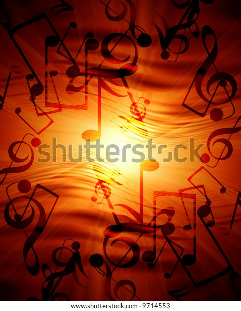 Glowing Sunset Musical Notes Stock Illustration 9714553 | Shutterstock