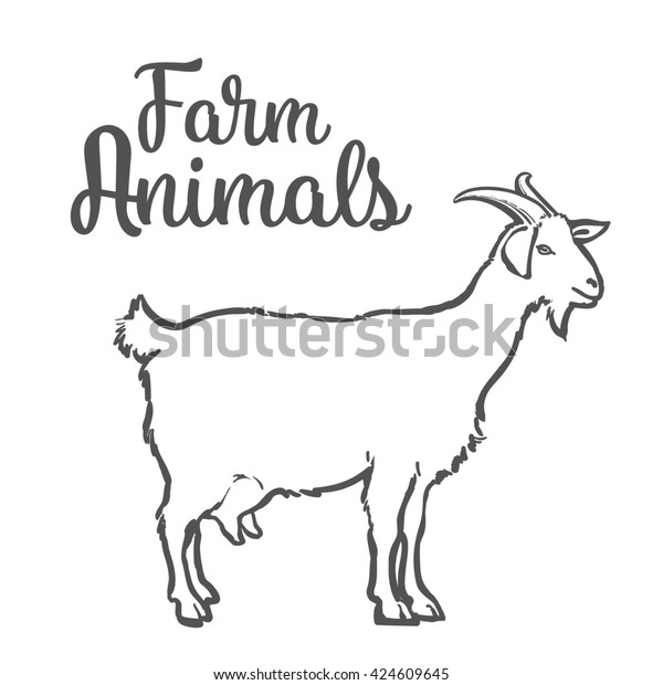 Goat Full Length Side View Sketch Stock Illustration 424609645