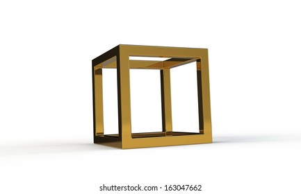 Gold 3d Cube Structure Isolated On Stock Illustration 163047662 ...