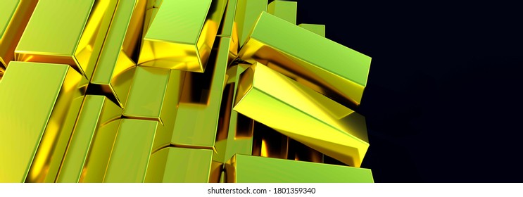 Gold Bars Realistic 3d Rendering Stock Illustration 1801359340 ...