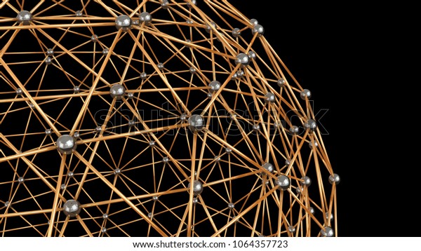 Gold Blockchain System 3d Rendering Illustration Stock Illustration ...