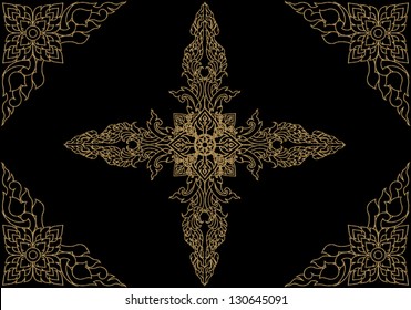 Gold Braid Thai Pattern On Black Stock Illustration 130645091 ...