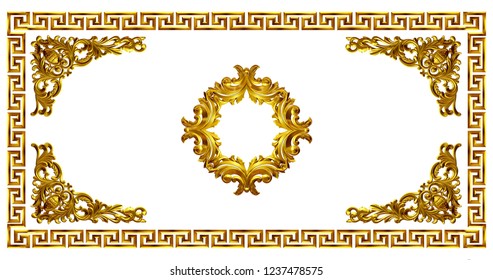Gold Classic Baroque Pattern On White Stock Illustration 1237478575