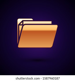 Gold Folder Icon Isolated On Black Stock Vector (Royalty Free ...