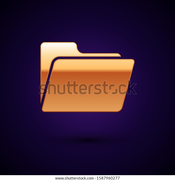 Gold Document Folder Icon Isolated On Stock Illustration 1587960277 ...