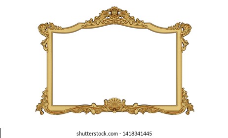 Gold Frame 3d Rendering Stock Illustration 1418341451