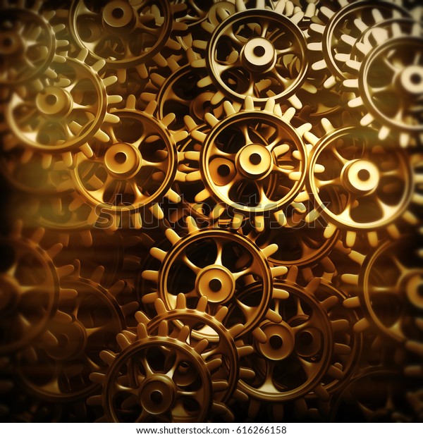 Gold Gears Cogs Macro 3d Stock Illustration 616266158 | Shutterstock