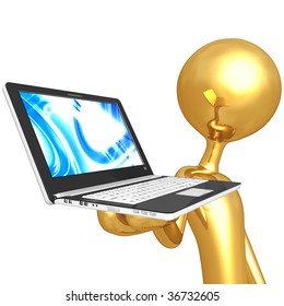 Gold Guy Netbook Computer Stock Illustration 36732605 | Shutterstock