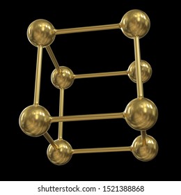 Gold Molecule Grid Connection Structure 3d Stock Illustration 1534146683