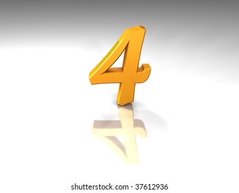 Gold Number 4 Reflection Stock Illustration 37612936 | Shutterstock