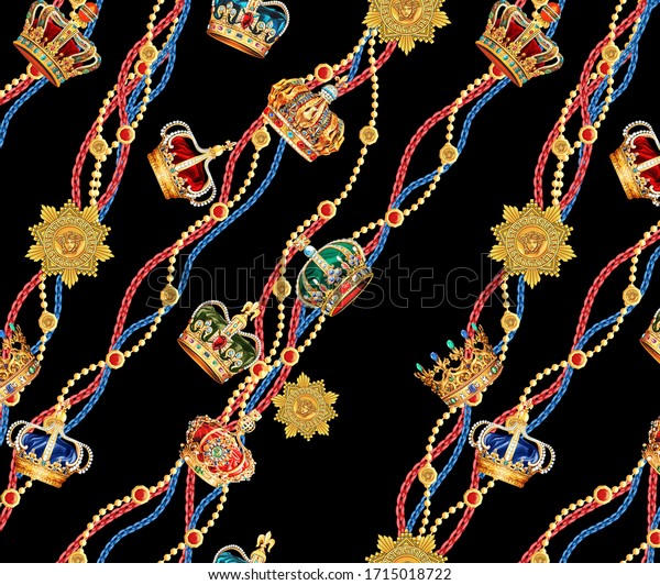 Gold Pattern King Crown Diamond Stock Illustration 1715018722 ...