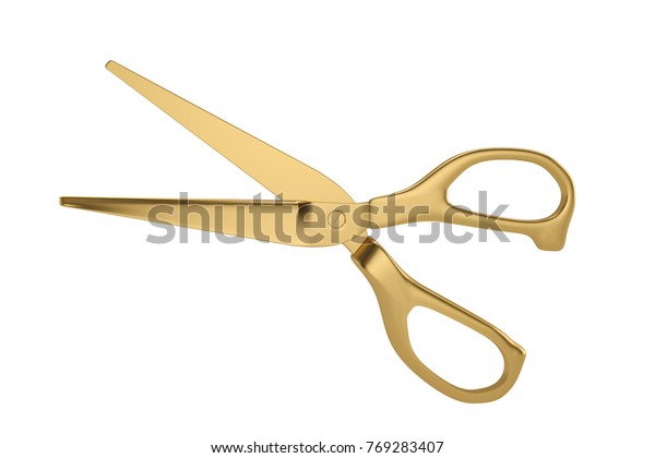 Gold Scissors On White Background3d Illustration Stock Illustration ...