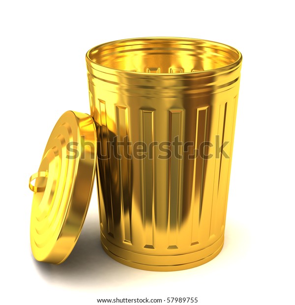 Gold Trash Can Stock Illustration 57989755