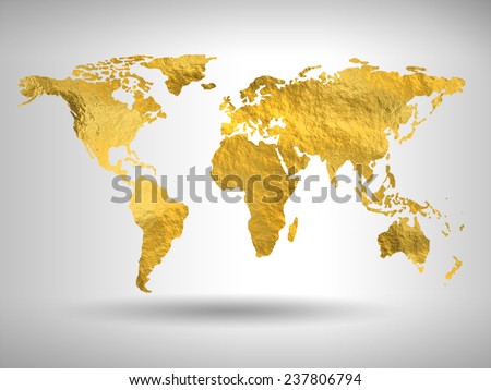 Gold World Map Stock Illustration 237806794 - Shutterstock