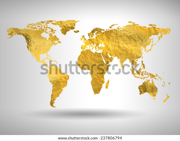 Gold World Map Stock Illustration 237806794
