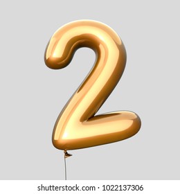 Golden Balloon Font Number 2 Made Stock Illustration 1022137306