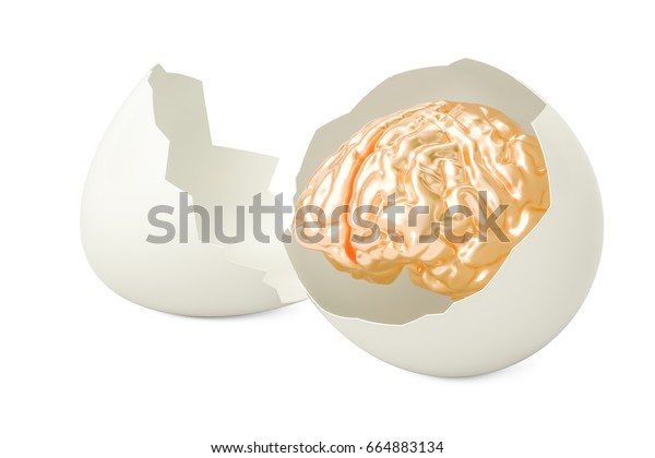 Golden Brain Inside Egg 3d Rendering Stock Illustration 664883134