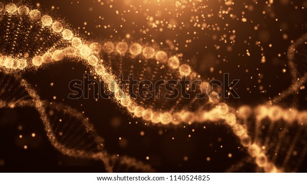 Golden Dna Molecule Structurescience Concept Colour Stock Illustration ...