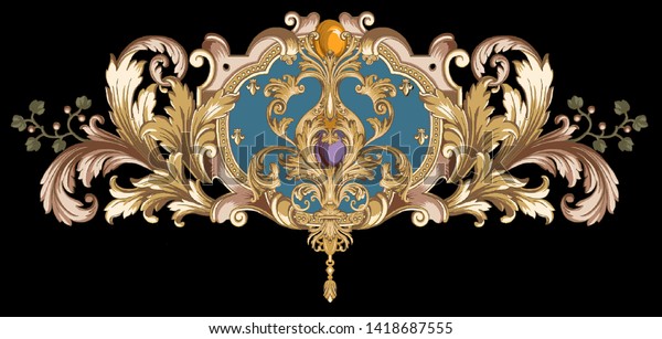 Golden Elements Baroque Rococo Style Vintage Stock Illustration ...