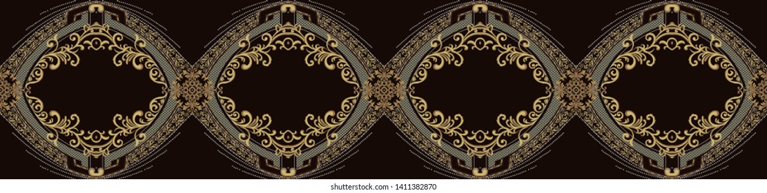 Golden Elements Baroque Rococo Styleseamless Vintage Stock Illustration ...