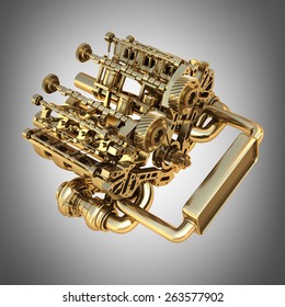 Golden Engine Isolated On White Background 스톡 일러스트 274651283 | Shutterstock