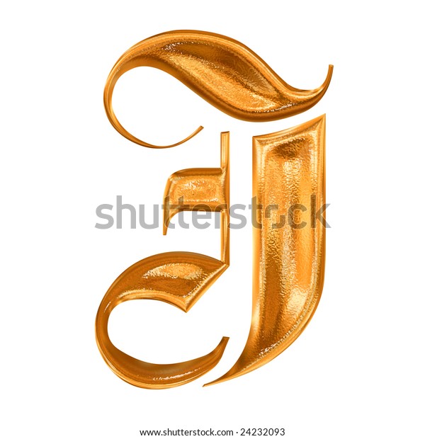 Golden Pattern Gothic Letter J Stock Illustration 24232093