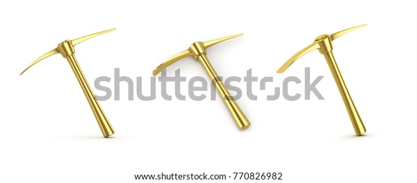 Golden Pickaxe On White Background 3d Stock Illustration 770826982 ...