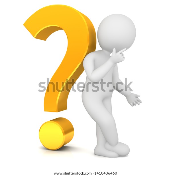 golden question mark 3d rendering illustration pondering asking stick ...