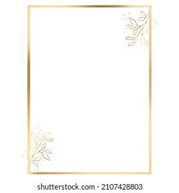 Golden Rectangular Frame Leaves Stock Illustration 2107428803 ...