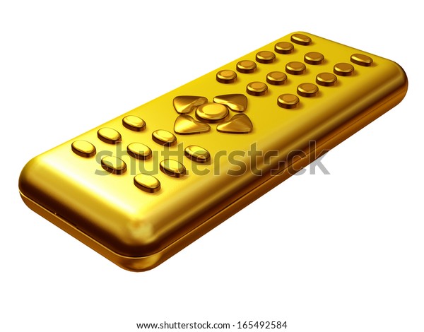 Golden Remote Control Perspective View On Stock Illustration 165492584
