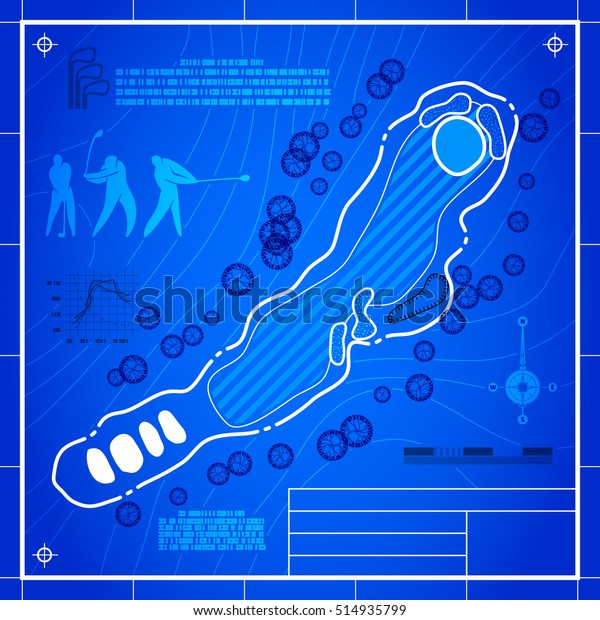 Golf Course Layout Abstract Design Stylized Stock Illustration 514935799